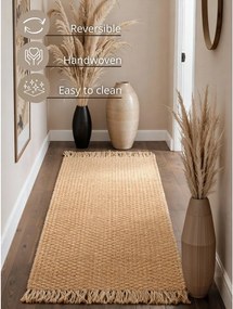 Oboustranný/ručně tkaný jutový běhoun v přírodní barvě 80x300 cm Fjord – Hanse Home