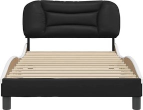 Rám postele bez matrace Hvar černý a bílý 100 x 200 cm umělá kůže 3207986