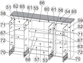 Nástavná vitrína Toronto, bělená pinie/pískový dub