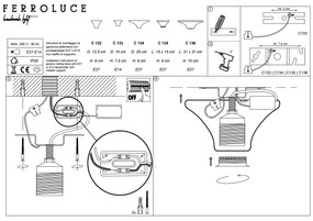 Rustikální keramické světlo Ferroluce TRIESTE C132 Dekor: 08-modré hrozny