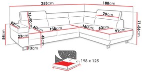 Sedací souprava FAYA - šedá / světle šedá, levý roh