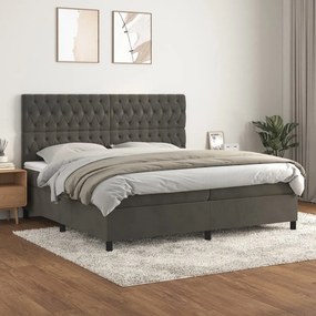 Box spring postel s matrací tmavě šedá 200x200 cm samet 3143224