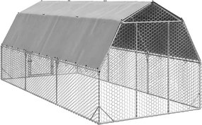 Výběh pro slepice se střechou 2,5x6x2,25 m pozinkovaná ocel 3328522