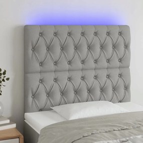 Fionshop 264221360 Čelo postele s Led světle šedé 80x7x118/128 cm textil