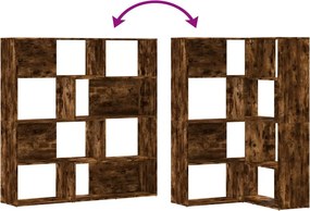 Rohová knihovna 4patrová kouřový dub 85 x 85 x 140 cm kompozit 3307814