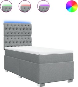 Box spring postel s matrací světle šedá 90x190 cm textil 3292650