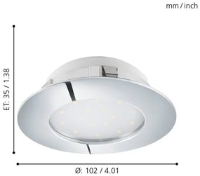 Eglo 95888- LED podhledové svítidlo PINEDA 1xLED/12W/230V