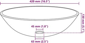 Umyvadlo z tvrzeného skla 42 cm hnědé 142232