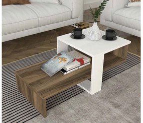 Designový konferenční stolek Jaivan 80 cm bílý / ořech