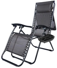 Nulová gravitační zahradní židle se stříškou a držákem na sklenici, 2 ks ve více barvách-černá