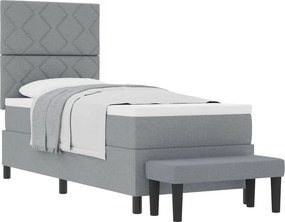 Postel s boxspringem s čelo Světle šedá 80 x 200 cm textil 3344100