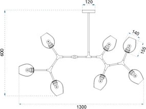 Toolight, stropní svítidlo 7xE27 APP505-7C, černá, OSW-08554