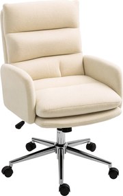 HOMCOM Ergonomická kancelářská židle s opěrkou na ruce, design z umělé ovčí vlny, výškově nastavitelná otočná židle s funkcí náklonu, polstrovaná kanc
