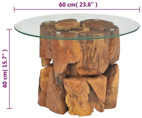 Konferenční stolek masivního teak naplavené dřevo 60 cm