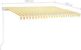 Ručně zatahovací markýza s LED světlem 450 x 350 cm žlutobílá 3069003