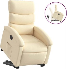 Zvedací polohovací křeslo krémové textil 3203987
