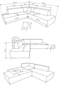 Rozkládací rohová sedací souprava s úložným prostorem do L TERAMO pravá béžová