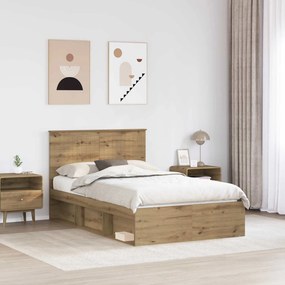Rám postele Umělecký dub 120 x 200 cm Masivní borové dřevo 3411036
