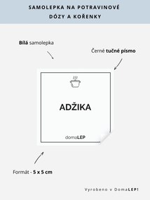 Samolepka na kořenky ADŽIKA bílá 5 × 5 cm tučné písmo