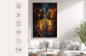 Zlatá ulice - obraz - Večerní město po dešti 15 - 40 x 50 cm - 499 Kč