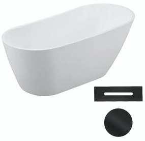 Besco Akrylátová volně stojící vana Melody 150x80 (170x80) Barva: Bílá, Rozměry (cm): 150x80, Typ a barva výpustě: Click-Clack s přepadem, černá
