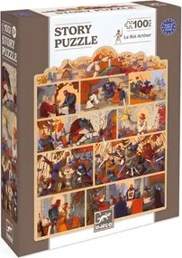 DJECO Puzzle s příběhem Král Artuš / 100 dílků / 38 x 50 cm
