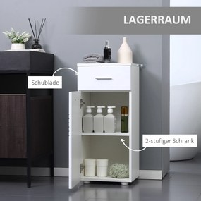 Kleankin Koupelnová skříňka s policí a zásuvkou, stojící kabinet pro obývací pokoj, ložnici a koupelnu 35x30x77,5 cm Bílá
