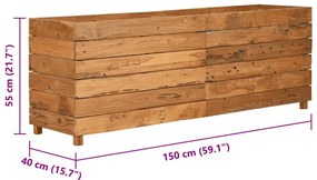 vidaXL Marketos Vyvýšený záhon 150x40x55 cm recyklované teakové dřevo a ocel