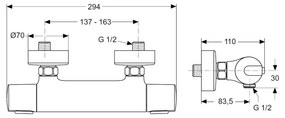 Ideal Standard - CERATHERM 100 sprchová baterie nástěnná termostatická, chrom A4618AA