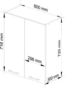 Závěsná kuchyňská skříňka OLIVIE 60x72 cm matná bílá/beton