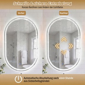 Costway Osvětlené koupelnové zrcadlo na stěnu podsvícené nerozbitné zrcadlo