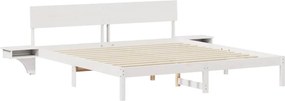 Rám postele s čelo Bílá 200 x 200 cm Masivní borové dřevo 3385749