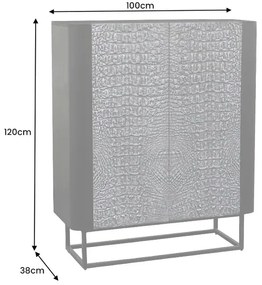 Designová vysoká komoda Helvius 120 cm šedá / černá