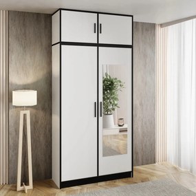 Šatní skříň s otevíracími dveřmi ROJ 105 bílý 2D s nástavcem