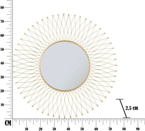 Nástěnné zrcadlo v železném rámu Mauro Ferretti Glam Ipnos, ⌀ 75 cm