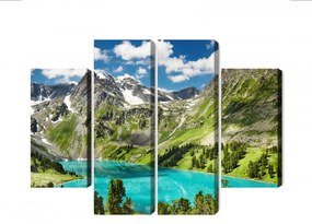 Vícedílný obraz Krystalické Jezero V Horách 3D Nedostatek Nedostatek Plátno Canvas 120x90