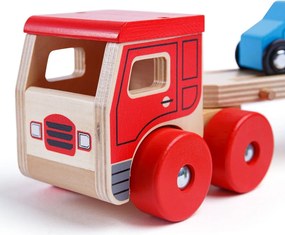 Bigjigs Toys Dřevěný kamion s auty