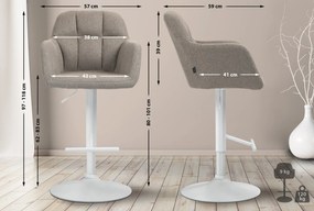 Barová židle Natoma látka bílá konstrukce – taupe