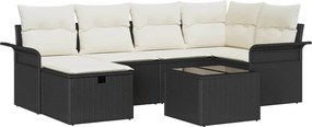 Sada zahradních pohovek 7 ks Černá a krémová polyratan 3358886