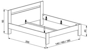MRAVA, s.r.o. Dvoulůžková postel SILVANA ROZMĚR: 140 x 200 cm - ATYP