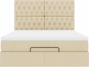 Osmanský rám postele s matrací krémově 140x190cm textil 3314091