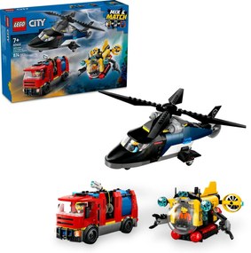 Lego city 60462 remix: helikoptéra, hasičský vůz a ponorka 5702017812625
