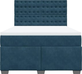 Box spring postel s matrací modrá 140 x 200 cm samet 3290946