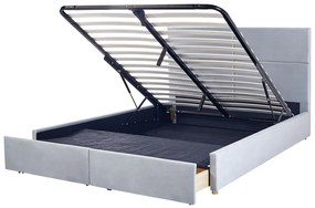 Sametová postel s úložným prostorem 180 x 200 cm světle šedá VERNOYES Beliani