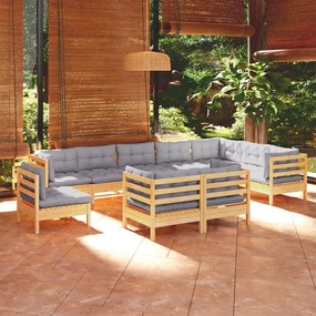 vidaXL 10dílná zahradní sedací souprava podušky masivní borovice [3096779] Barva: Krémová a antracitová