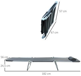 Zahradní lehátko Outsunny relaxační lehátko dvounohé černé skládací pro zahradní terasu a balkon | Aosom.de