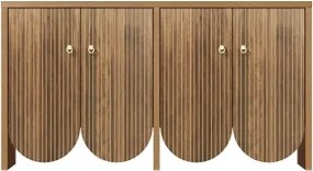 Aosom Komoda se 4 dveřmi, všestranná úložná skříň do obývacího pokoje a jídelny, 147 × 40 × 80 cm, přírodní barva