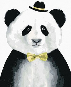 zuty zuty - malování podle čísel - panda s kloboučkem, 40x50 cm, plátno
