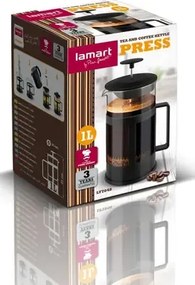 Lamart Press Konvice káva-čaj 1l černá / sklo