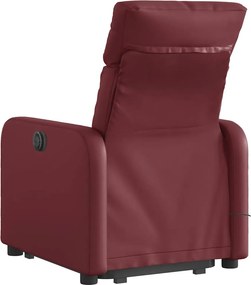 Zvedací masážní polohovací křeslo vínové umělá kůže 3206760